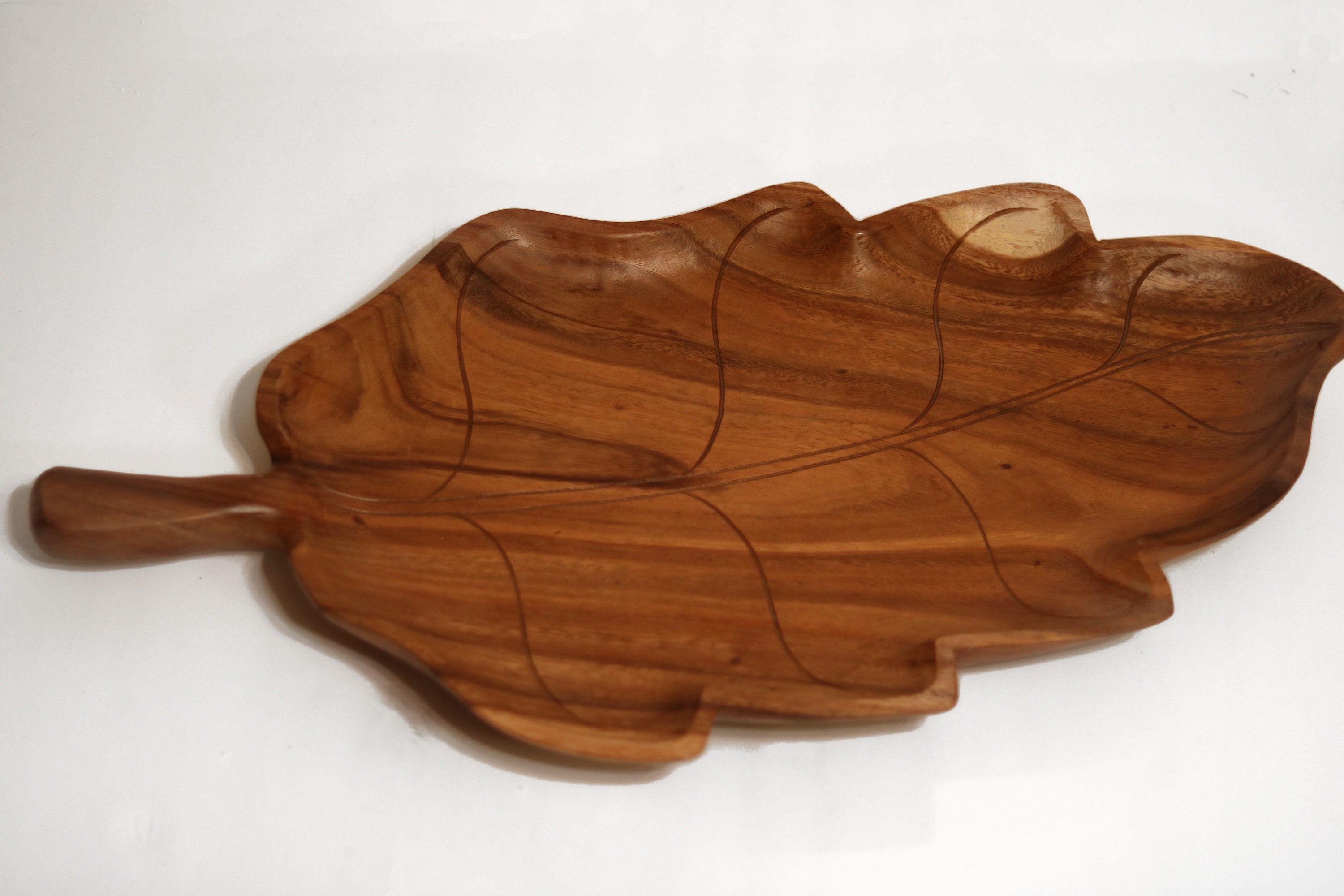 Leaf Shape Wood Tray Serving Tray Natural Real Solid Wood | Etsy