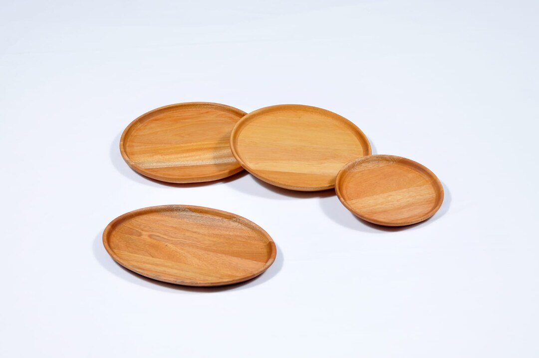 Round Solid Wood Tray, Serving Tray, Natural Real Solid Wood Round ...