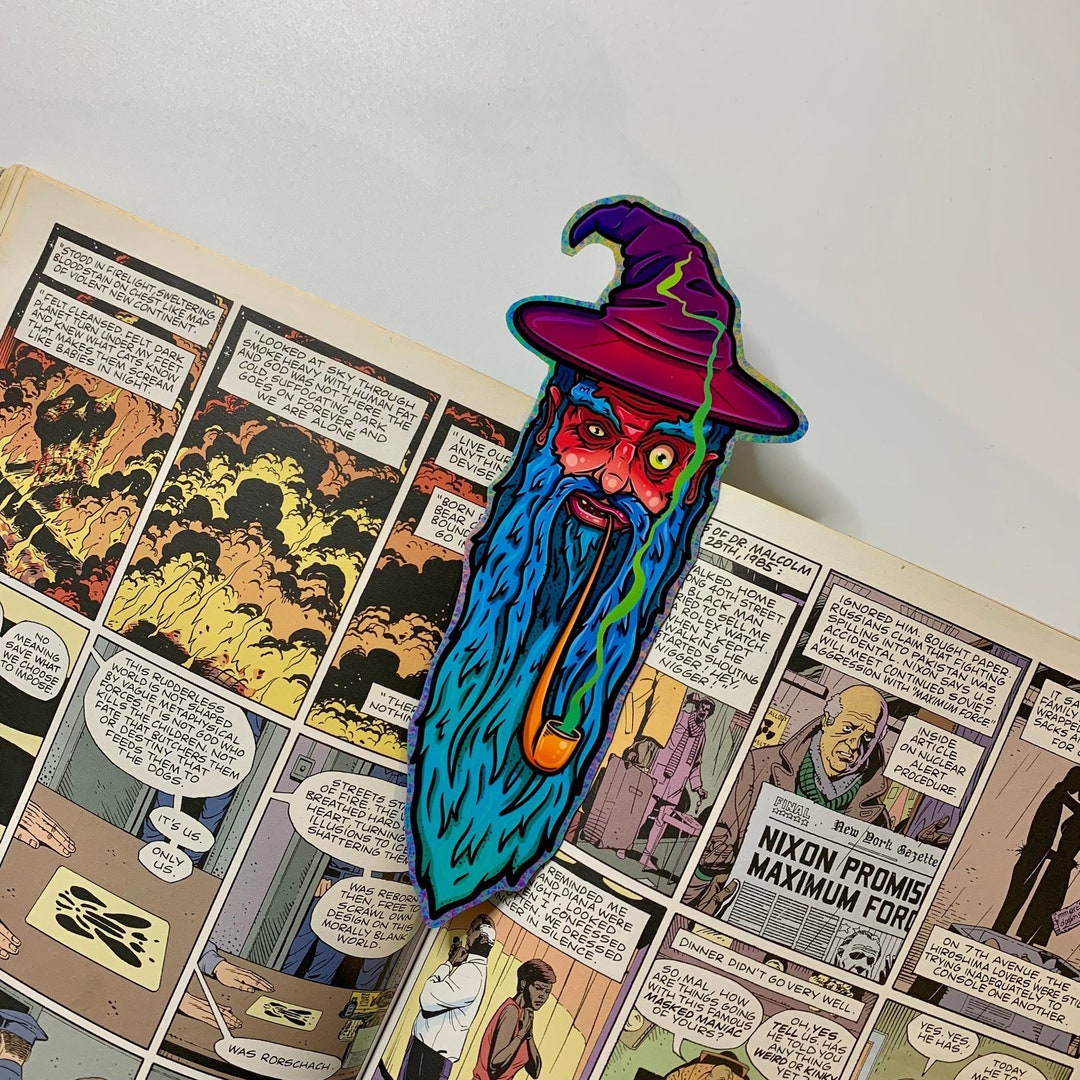 Psychedelic Wizard Bookmark – Trippy Fantasy Art, Colorful Wizard Pipe ...
