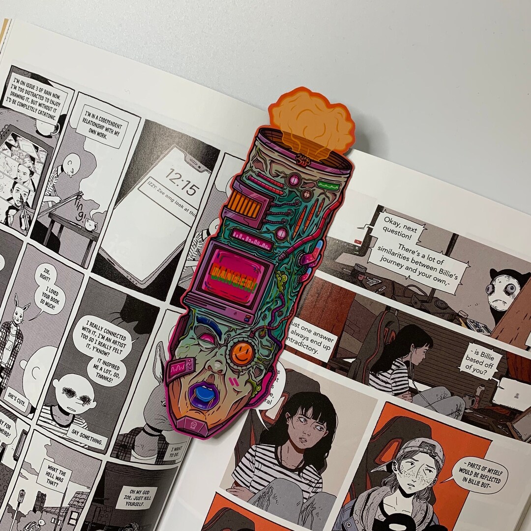 CYBERPUNK ROBOT BOOKMARK | Robot Head Bookmark | Neon Tech Art | Trippy ...