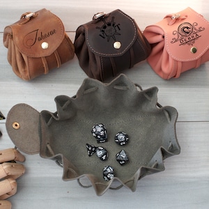 Leather Dnd Dice Bag, Personalized Dice Bag Convertible to Dice Tray ...