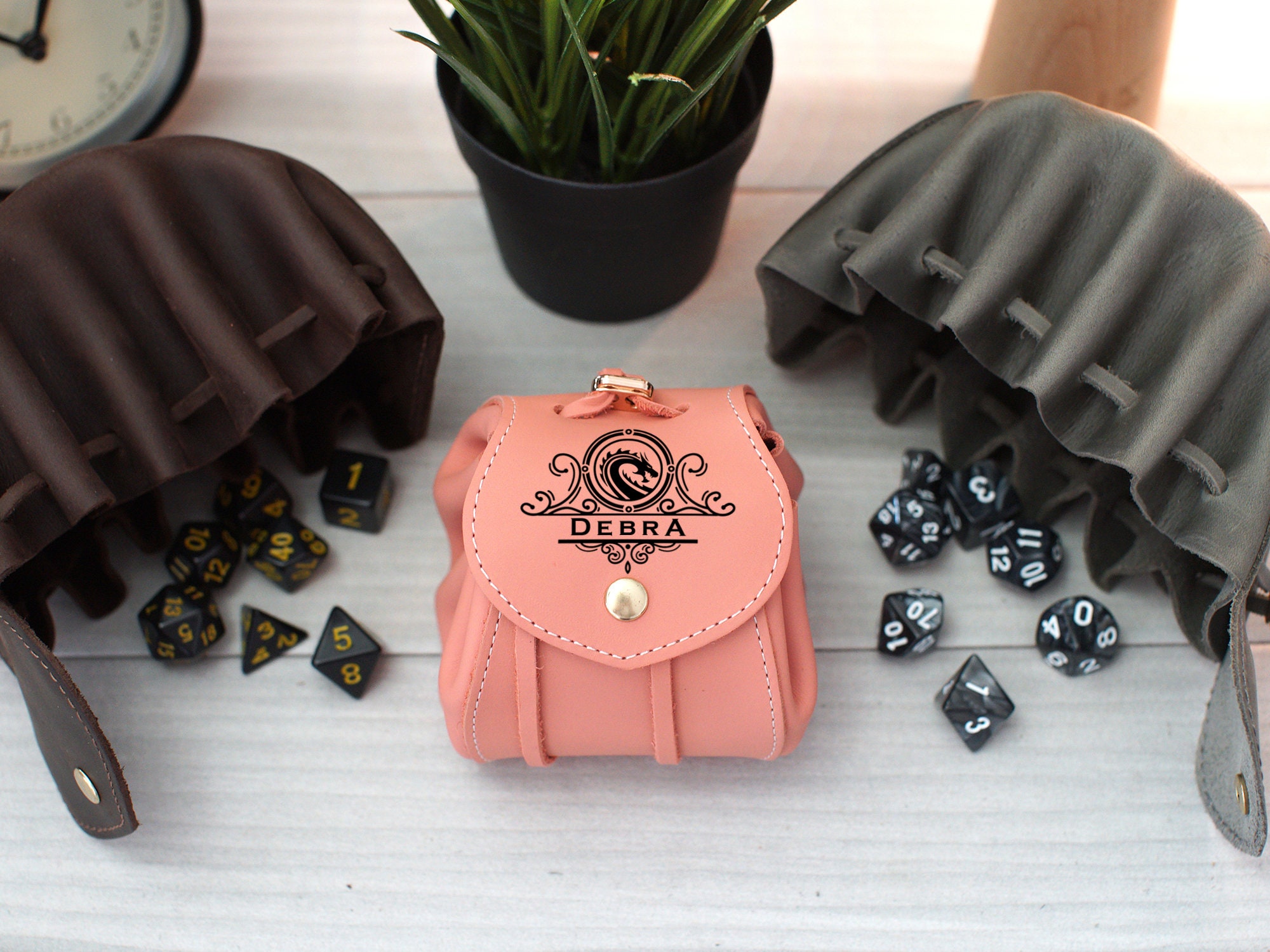 Custom Leather Dice Vault and Tray, Engraved Dnd Dice Case, Drawstring ...