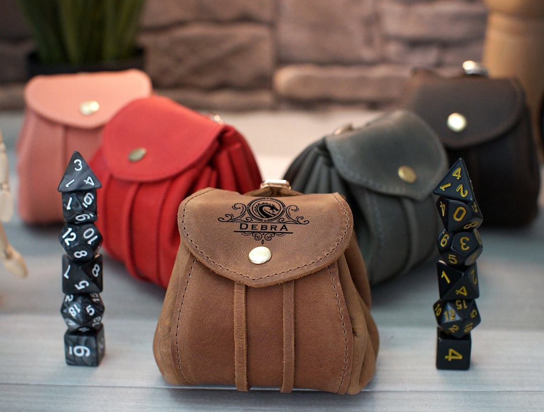Leather Dnd Dice Bag, Personalized Dice Bag Convertible to Dice Tray ...