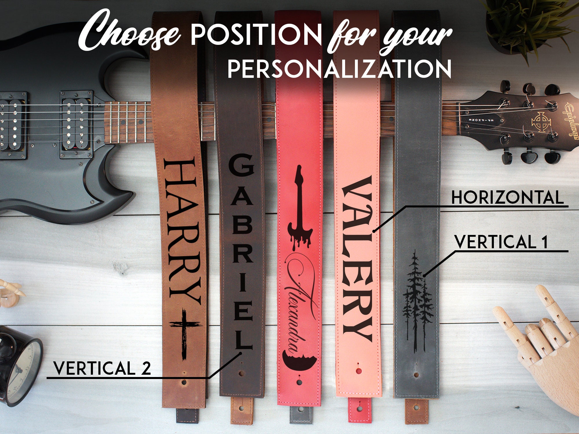 Personalized Leather Guitar Strap: Custom Engraved, Adjustable Length ...