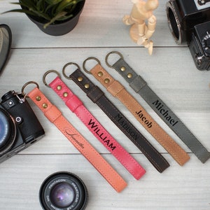 Leather Camera Wrist Strap, Personalized Photographer Gift, Custom ...