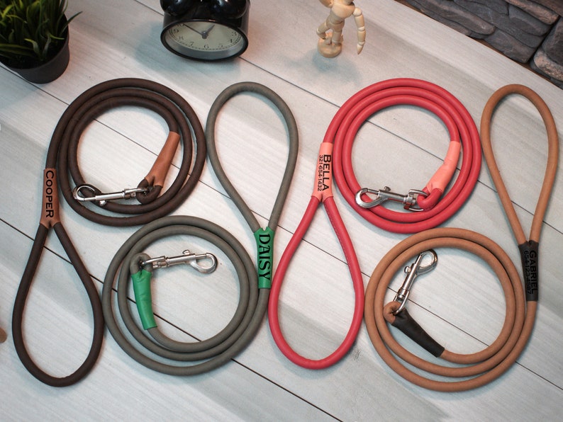 Rolled Leather Dog Leash With Handle, Durable Leather Dog Leash ...