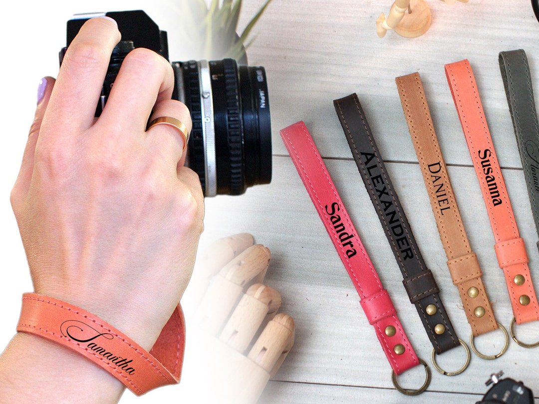 Leather Camera Wrist Strap, Personalized Photographer Gift, Custom ...