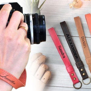 Leather Camera Wrist Strap, Personalized Photographer Gift, Custom ...