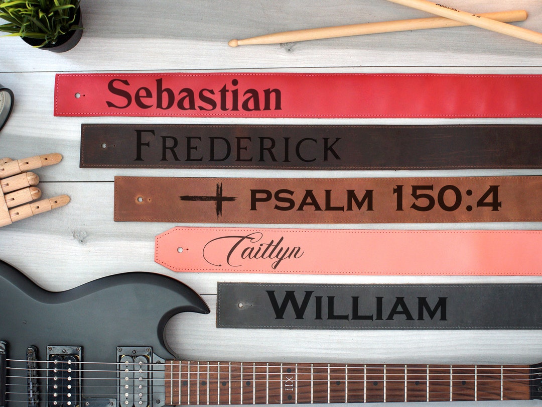 Custom Engraved Leather Guitar Straps for Him & Her, Personalized ...