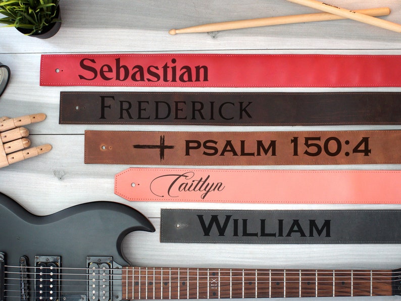 Personalized Leather Guitar Strap: Custom Engraved, Adjustable Length ...