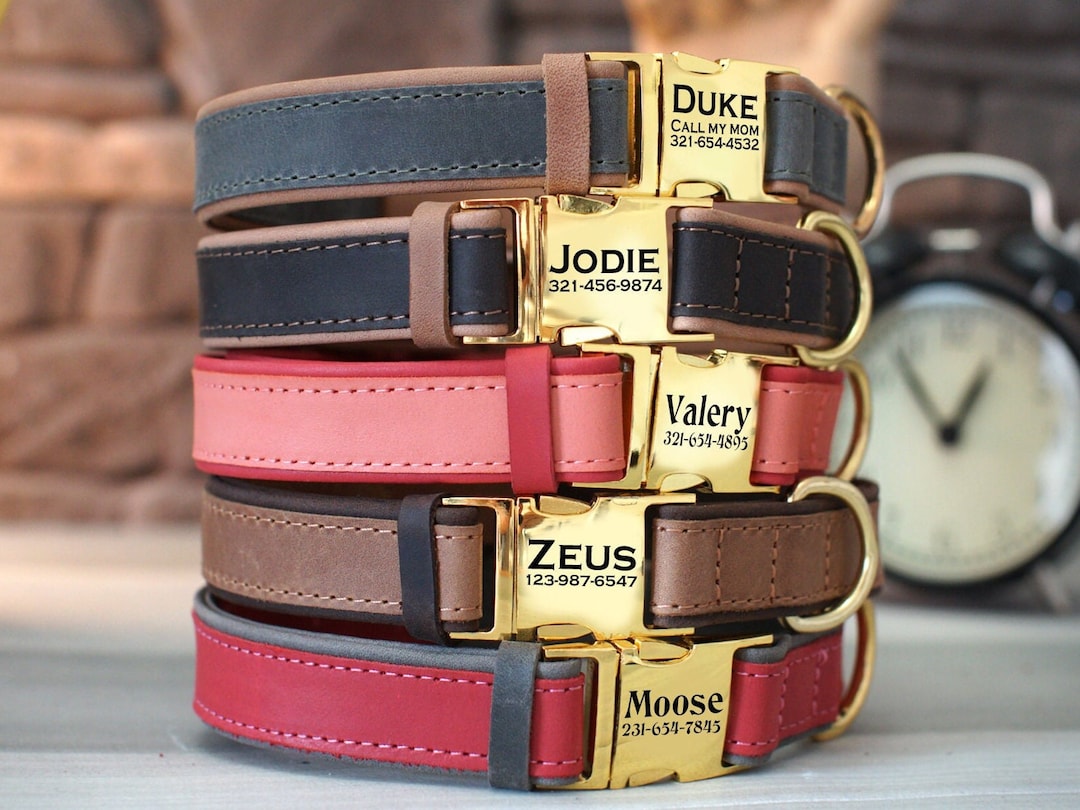 Leather Dog Collar, Personalized Dog Collar, Custom Dog Collar With ...
