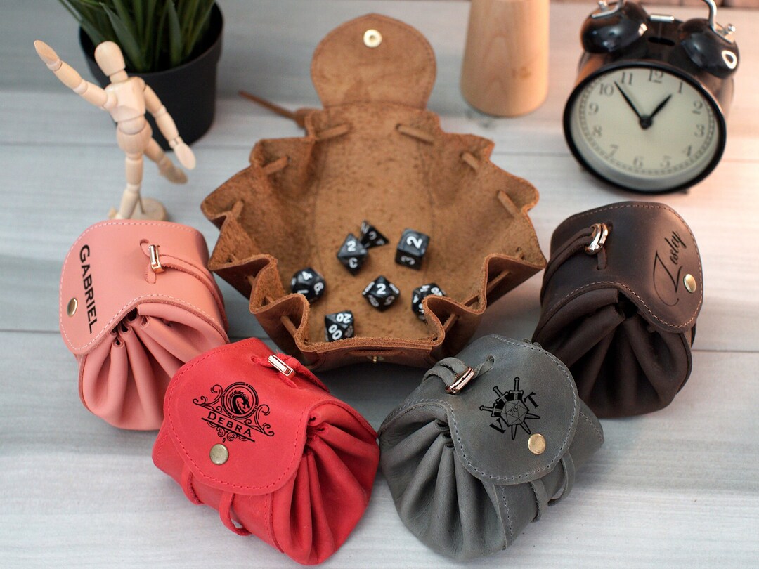 Custom Leather Dice Vault and Tray, Engraved Dnd Dice Case, Drawstring ...