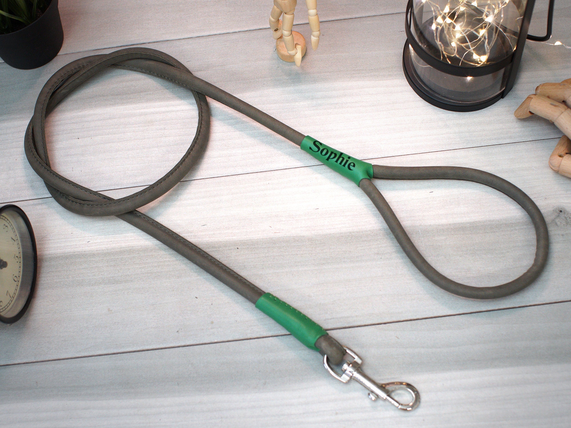 Personalized Dog Leash, Rolled Leather Dog Leash for Boy & Girl, Custom ...