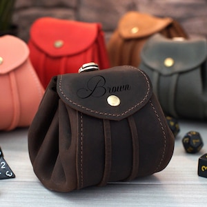 Leather Dnd Dice Bag, Personalized Dice Bag Convertible to Dice Tray ...