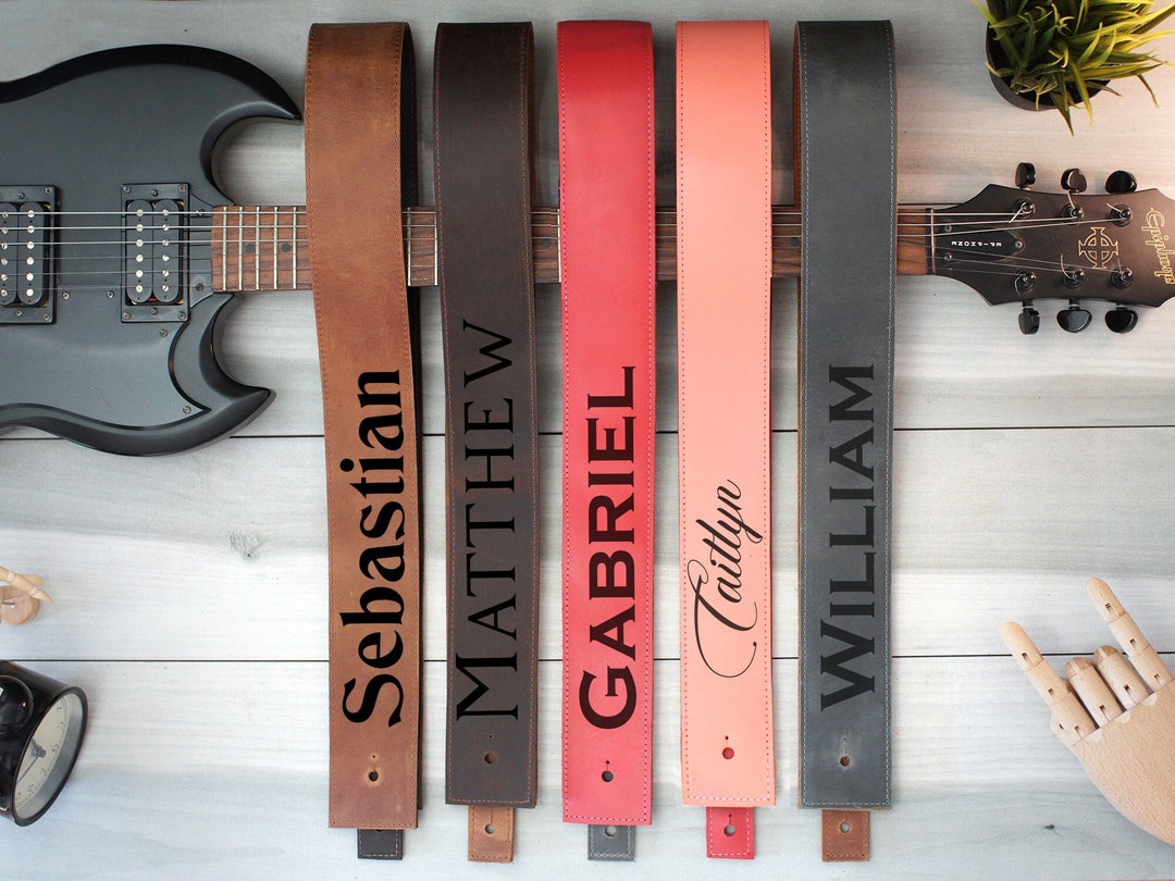 Personalized Leather Guitar Strap: Custom Engraved, Adjustable Length ...