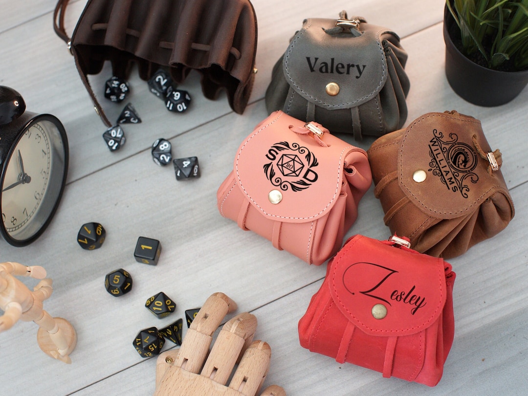 Personalized Drawstring Dice Bag, Custom Dnd Dice Set Bag, Leather Dice ...