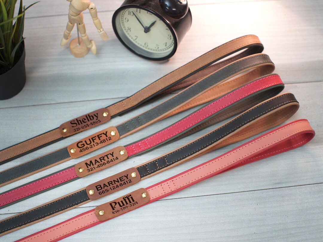 Leather Dog Leash, 5 Foot Dog Leash With Handle, Personalized Dog Leash ...