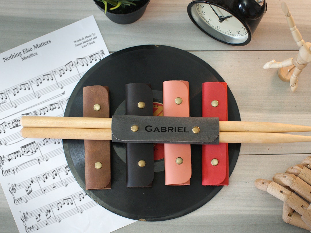 Personalized Drum Stick Holder for Drumsticks, Leather Drumstick Sleeve ...