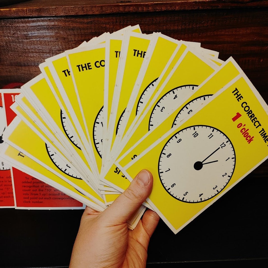 Vintage Set of Time/clock Flashcards Telling Time Cards - Etsy