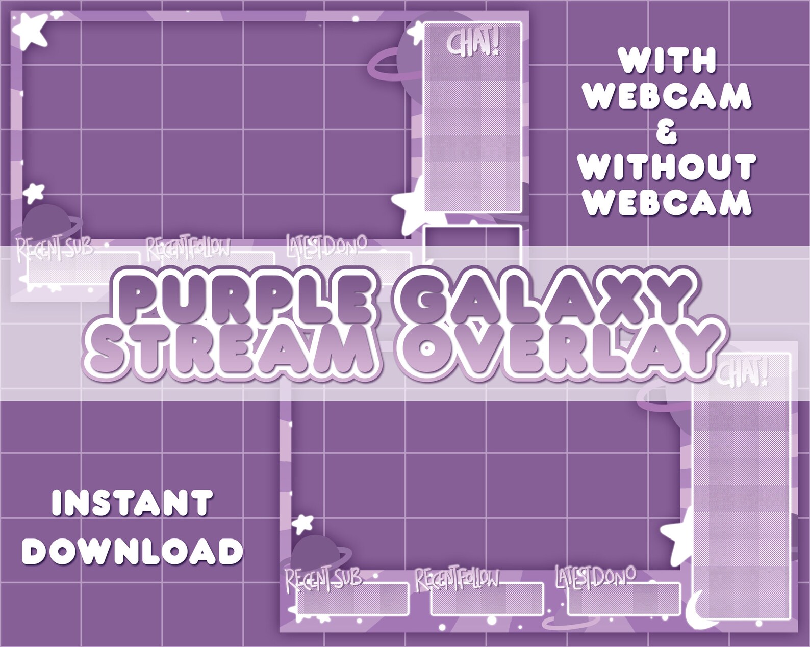 Lila Galaxy Stream Overlay Twitch Overlay ästhetisch | Etsy