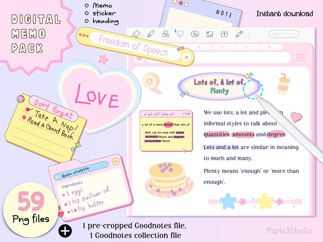 Digital Sticky Notes, Digital Memo Pads, Planner Sticky Notes, Pastel ...