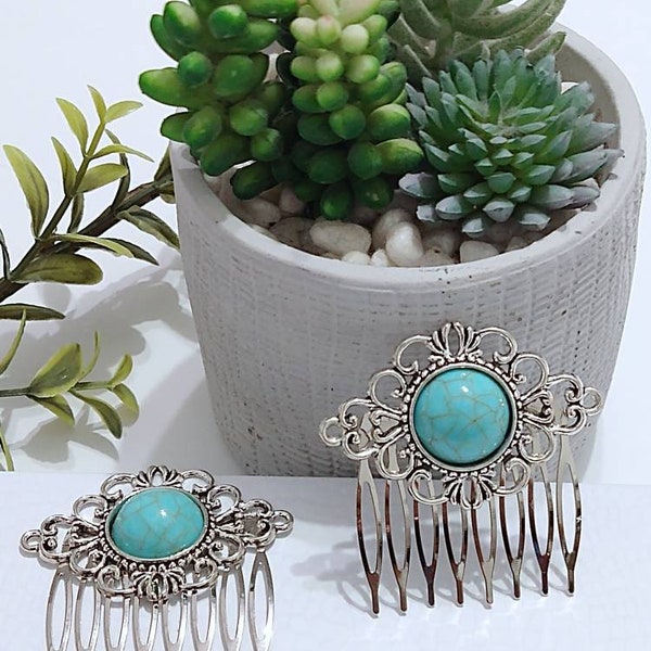 Turquoise Hair Combs - Etsy