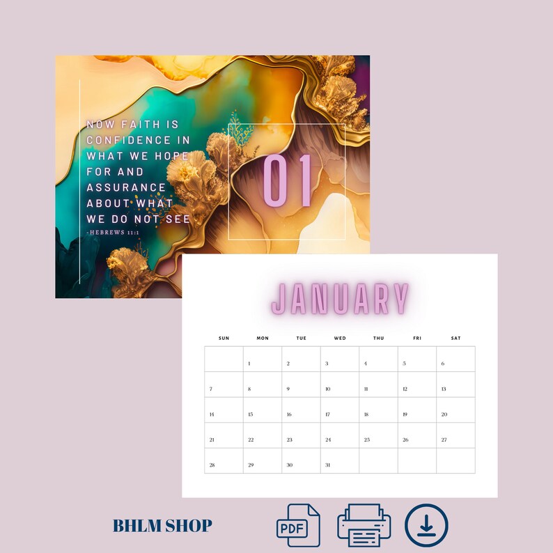 Bible Verse Calendar 2024, Faith Calendar, Scripture Wall Calendar ...