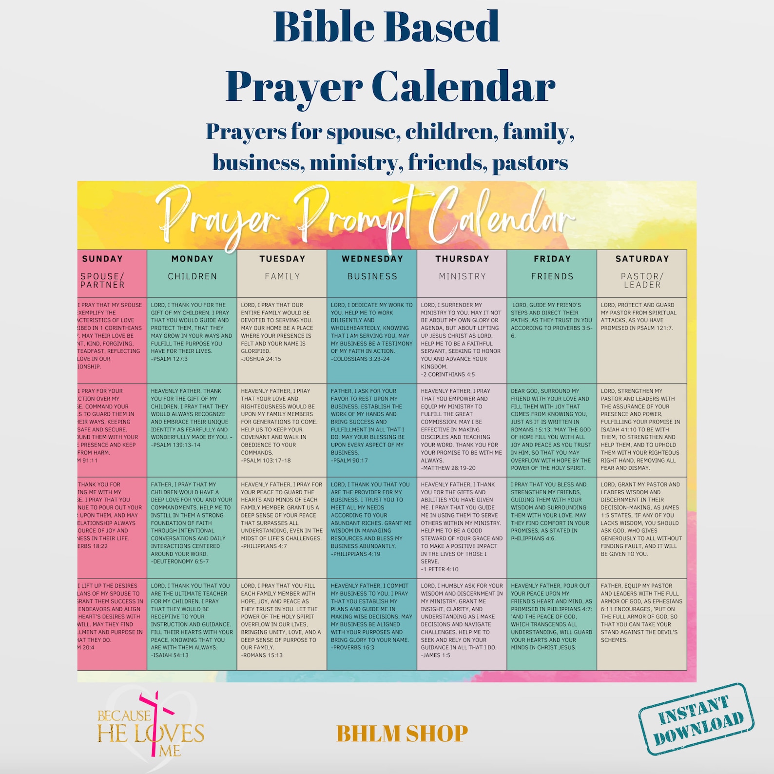 SPLASH OF COLOR Prayer Prompt Printable| Prayer Calendar| Topical ...