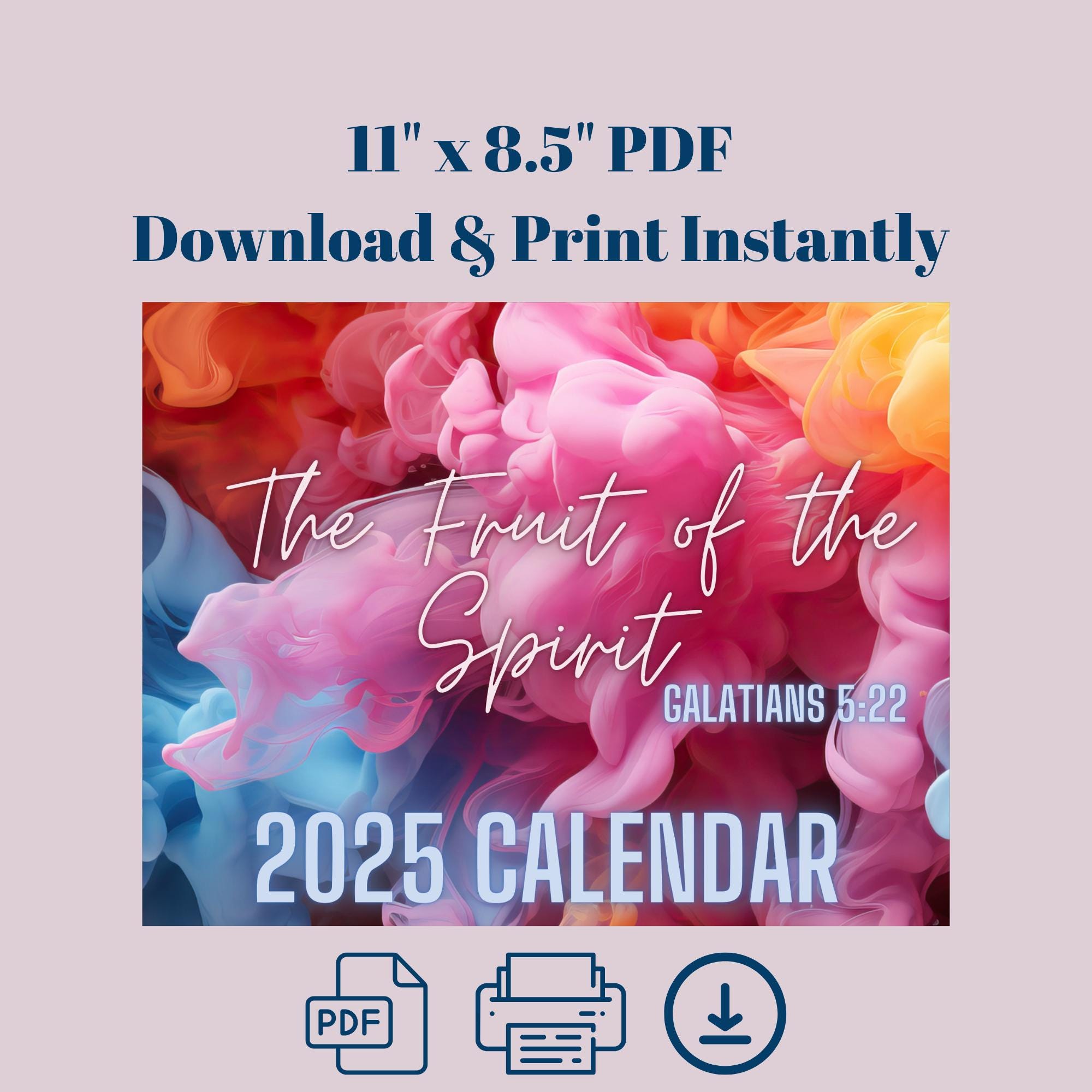 2025 Fruit of the Spirit Calendar, Bible Verse Calendar, Christian ...