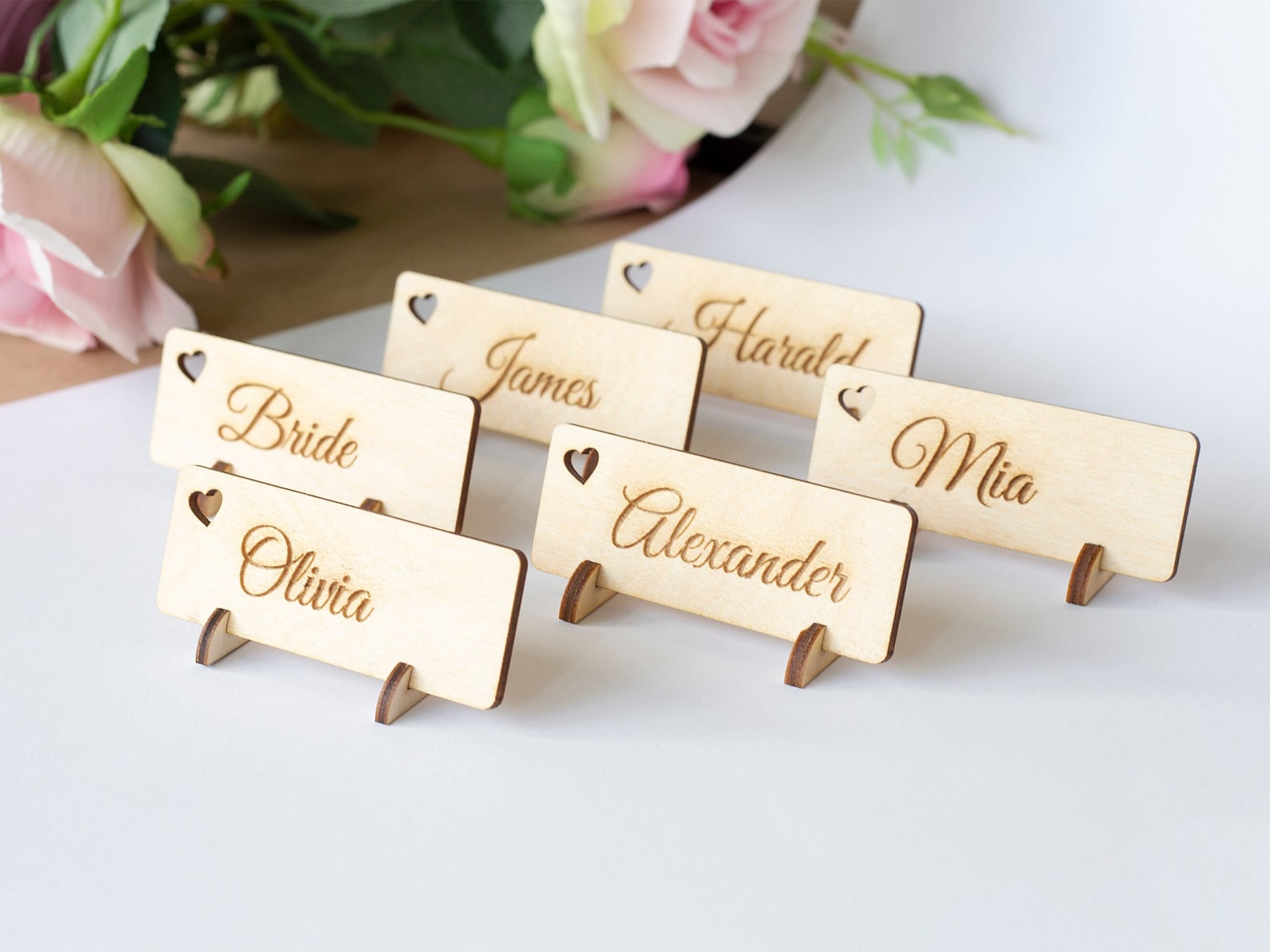 Wood Wedding Name Tags- Place Cards, Personalized Rustic Table Seating ...