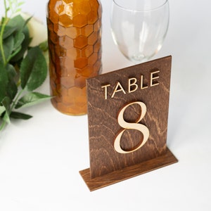 5,5'' Tall Table Numbers for Wedding Reception, 3D Effect Wooden Table ...