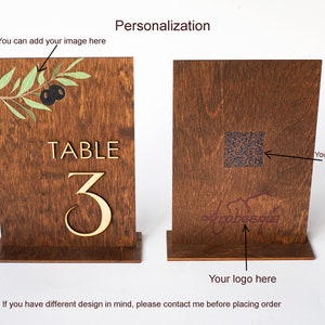 Personalized Wood Table Signs With QR Code for Menu and Logo ...
