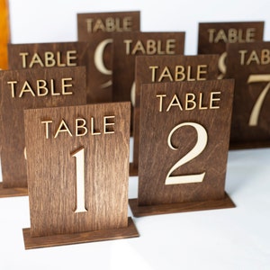 5,5'' Tall Table Numbers for Wedding Reception, 3D Effect Wooden Table ...