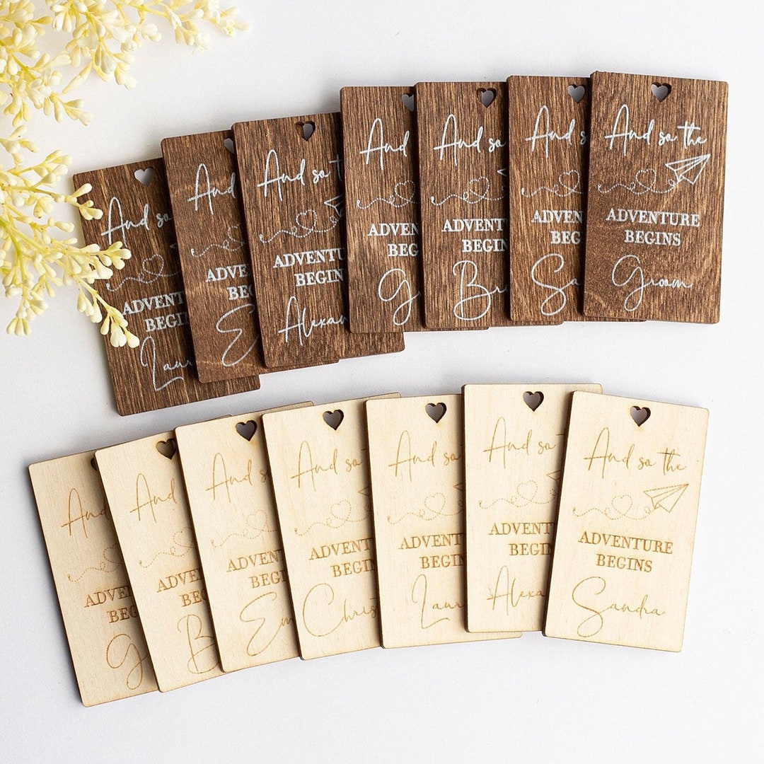 Set of 100 Wooden Place Tags for Wedding, Engraved or Printed Place ...