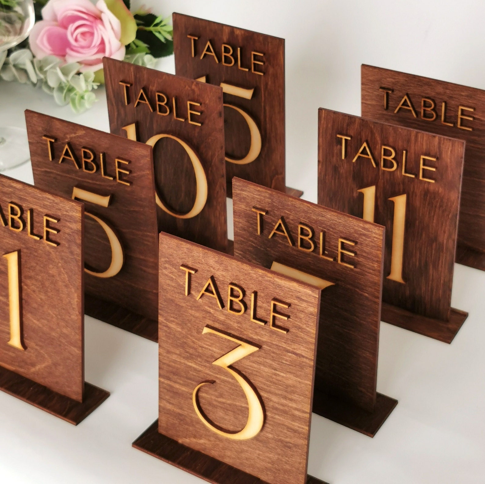 Elegant Wooden Table Numbers: Freestanding Modern Wedding Decor - Etsy