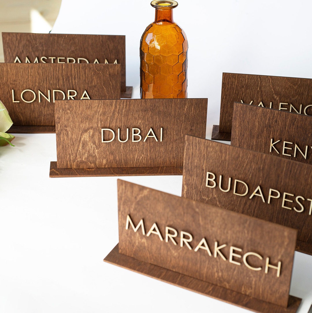 Personalized Wood Wedding Table Signs: City Name Centerpieces - Etsy