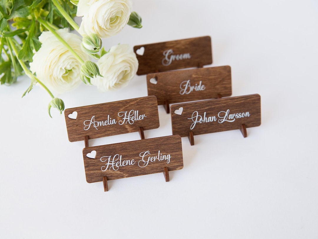 Engraved Wood Wedding Name Tag: Rustic Place Card, Guest Favor - Etsy
