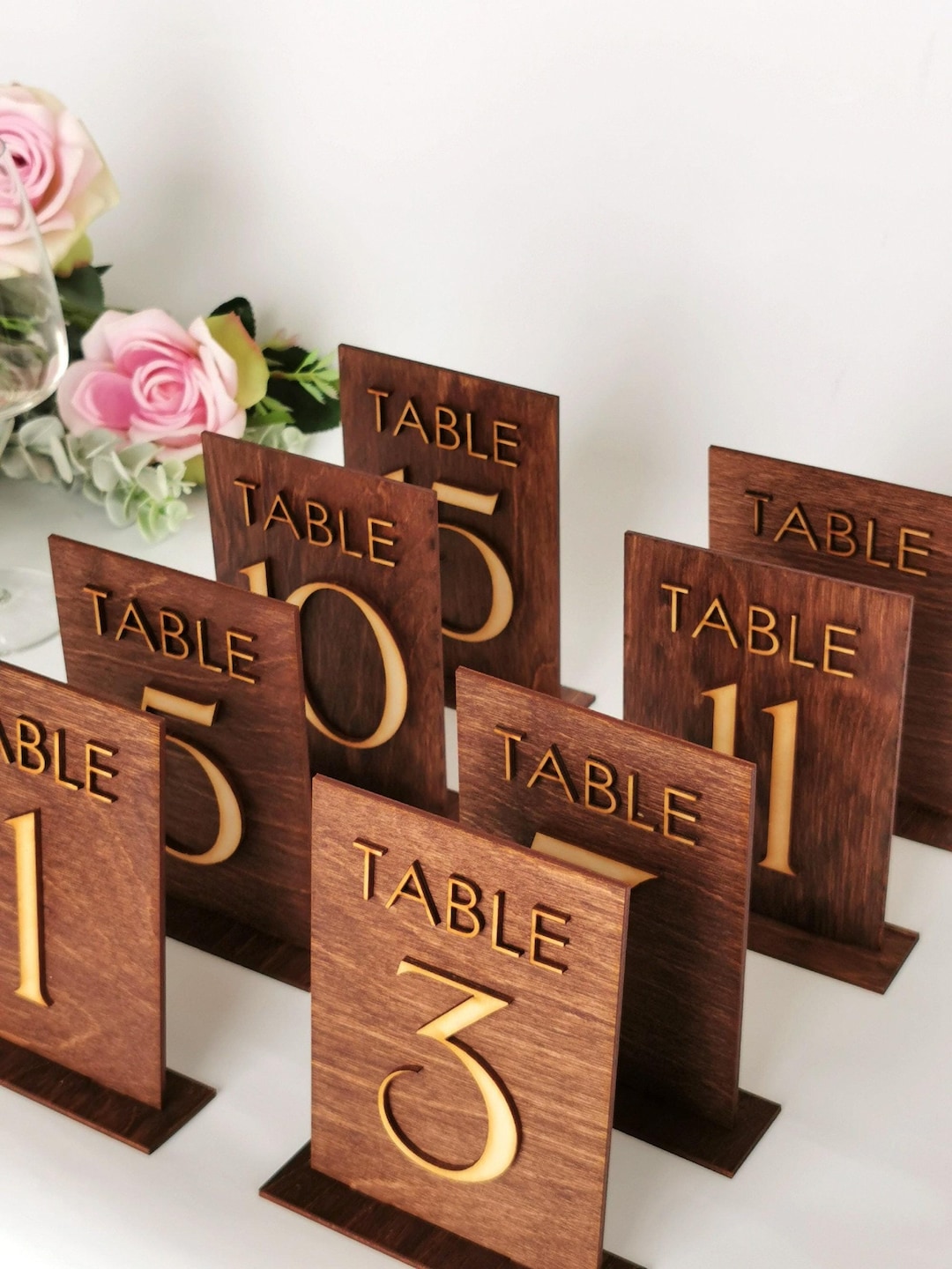 4'' Elegant Table Numbers for Wedding, Wooden Table Numbers, Modern ...