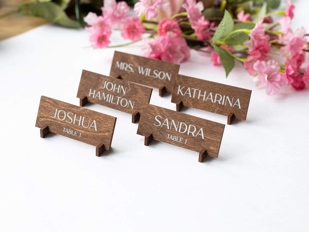 Rustic Wood Wedding Place Cards: Freestanding Elegant Name Tags - Etsy