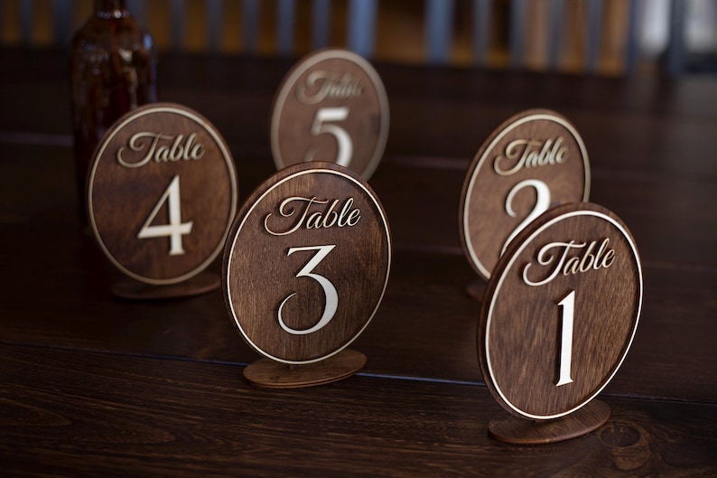 Rustic Wooden Table Numbers – Layered 3D Design With Base - Etsy