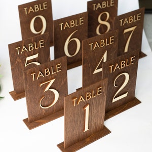 5,5'' Tall Table Numbers for Wedding Reception, 3D Effect Wooden Table ...