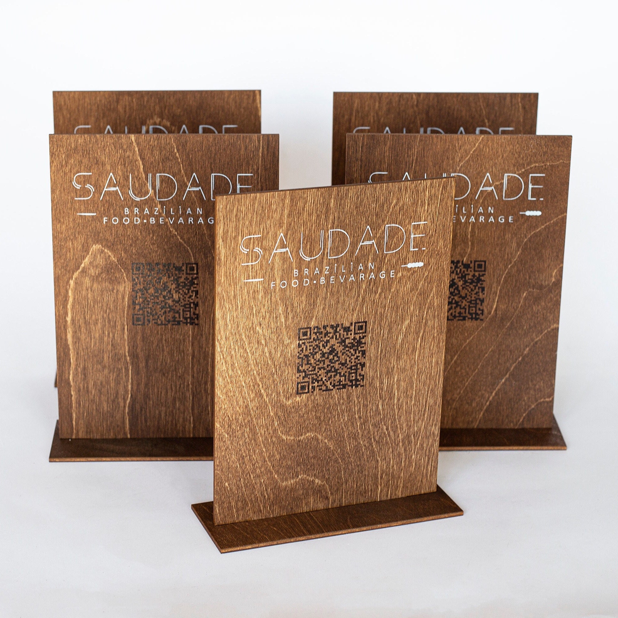 Personalized Wood Table Signs With QR Code: Double Sided Table ...
