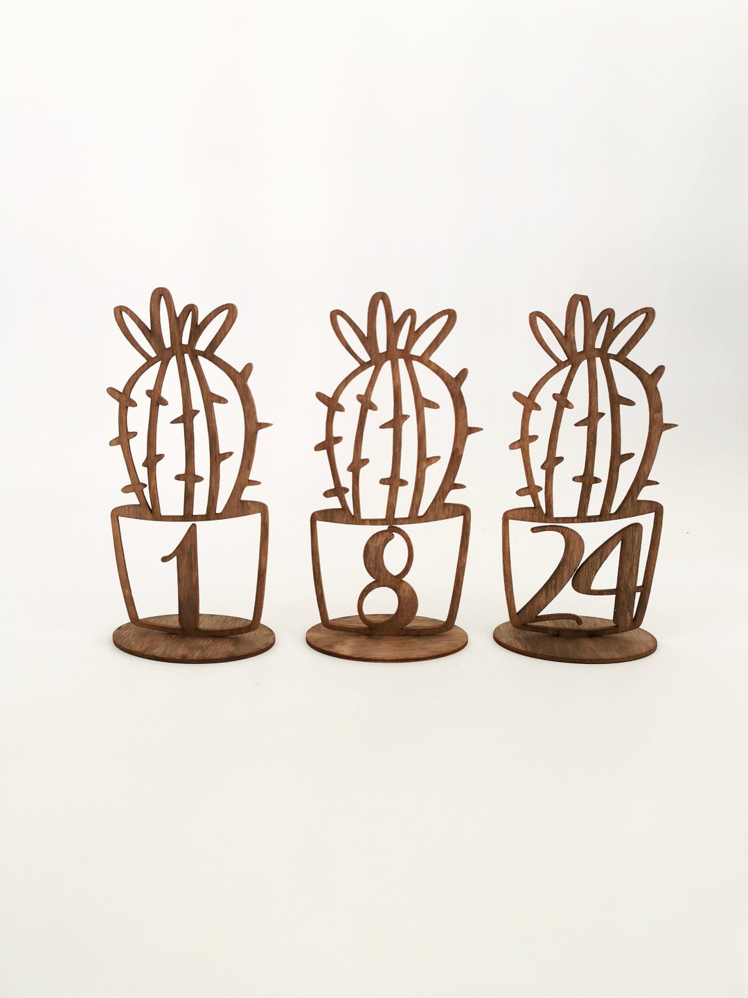 Cactus Wedding Table Numbers: Elegant Freestanding Wood Decor - Etsy