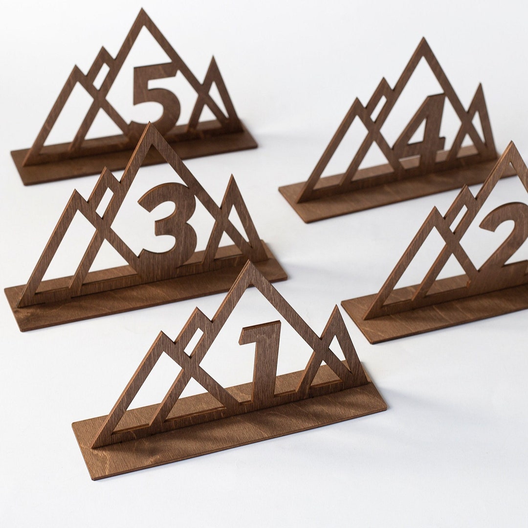 Mountain Wedding Table Numbers: Wood Hiking Theme Centerpiece - Etsy