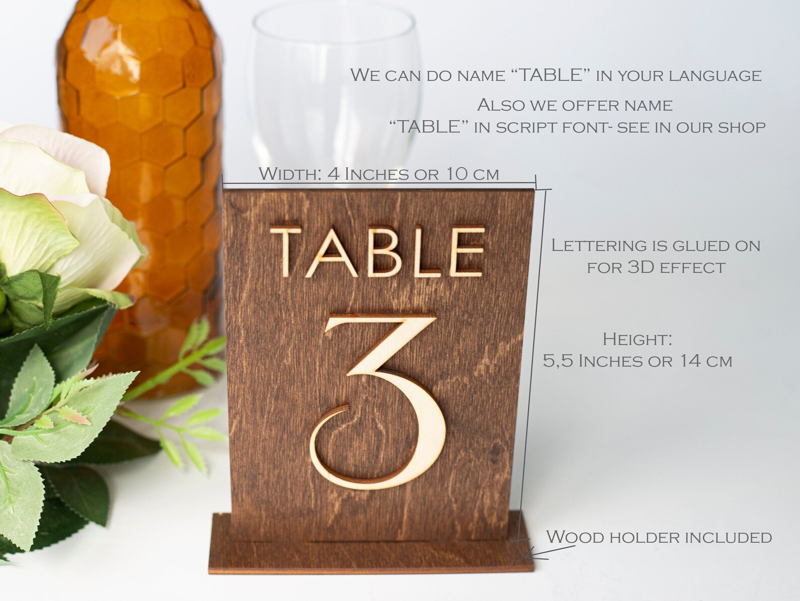 Layered Wooden Table Numbers: Rustic Wedding Reception Decor, 5.5'' - Etsy
