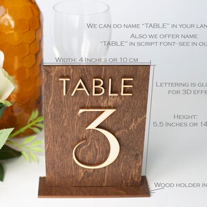5,5'' Tall Table Numbers for Wedding Reception, 3D Effect Wooden Table ...