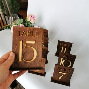 Elegant Wooden Table Numbers: Freestanding Modern Wedding Decor - Etsy