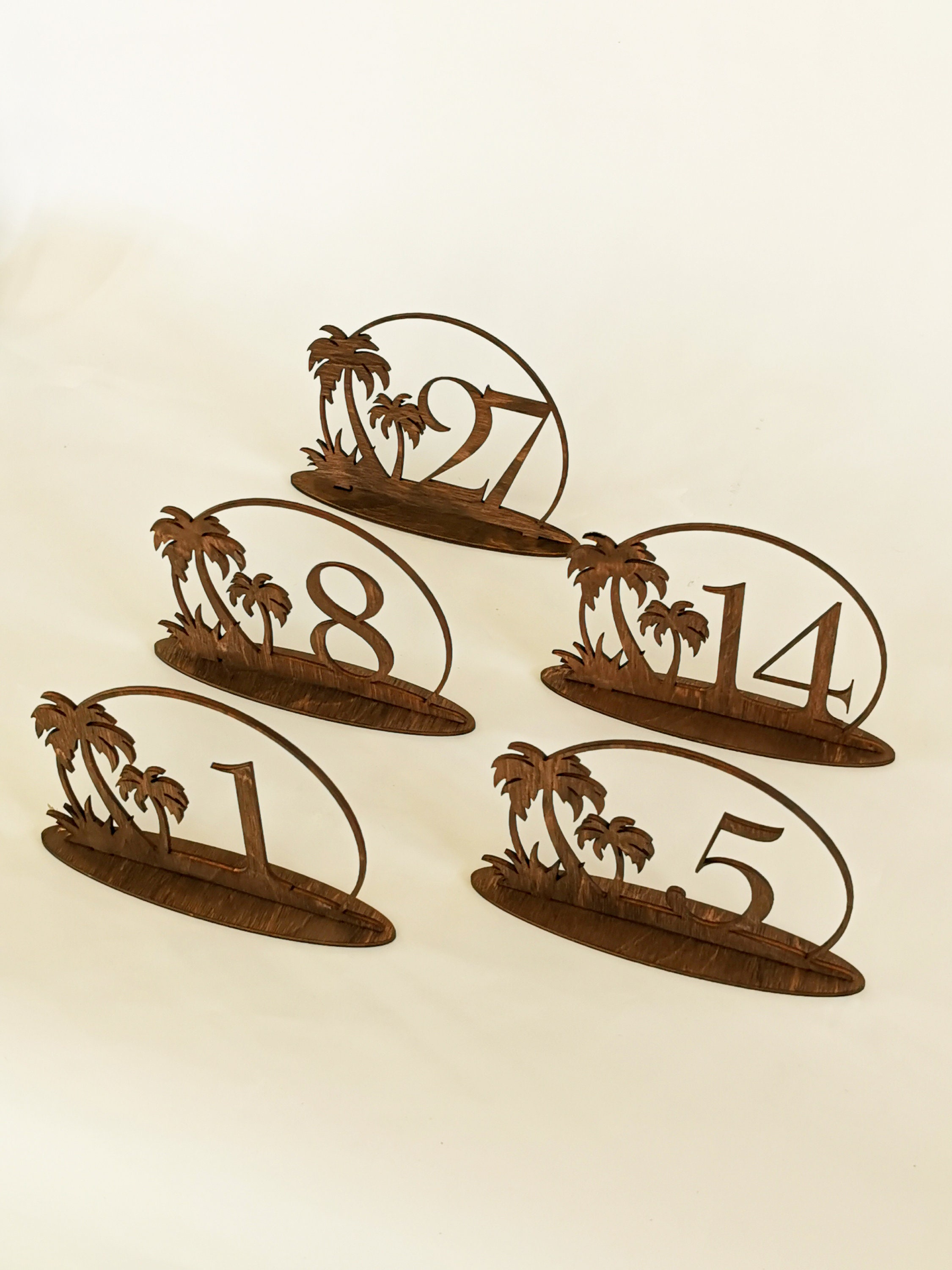 Wooden Wedding Table Numbers, Beach Wedding Decor, Modern Freestanding ...
