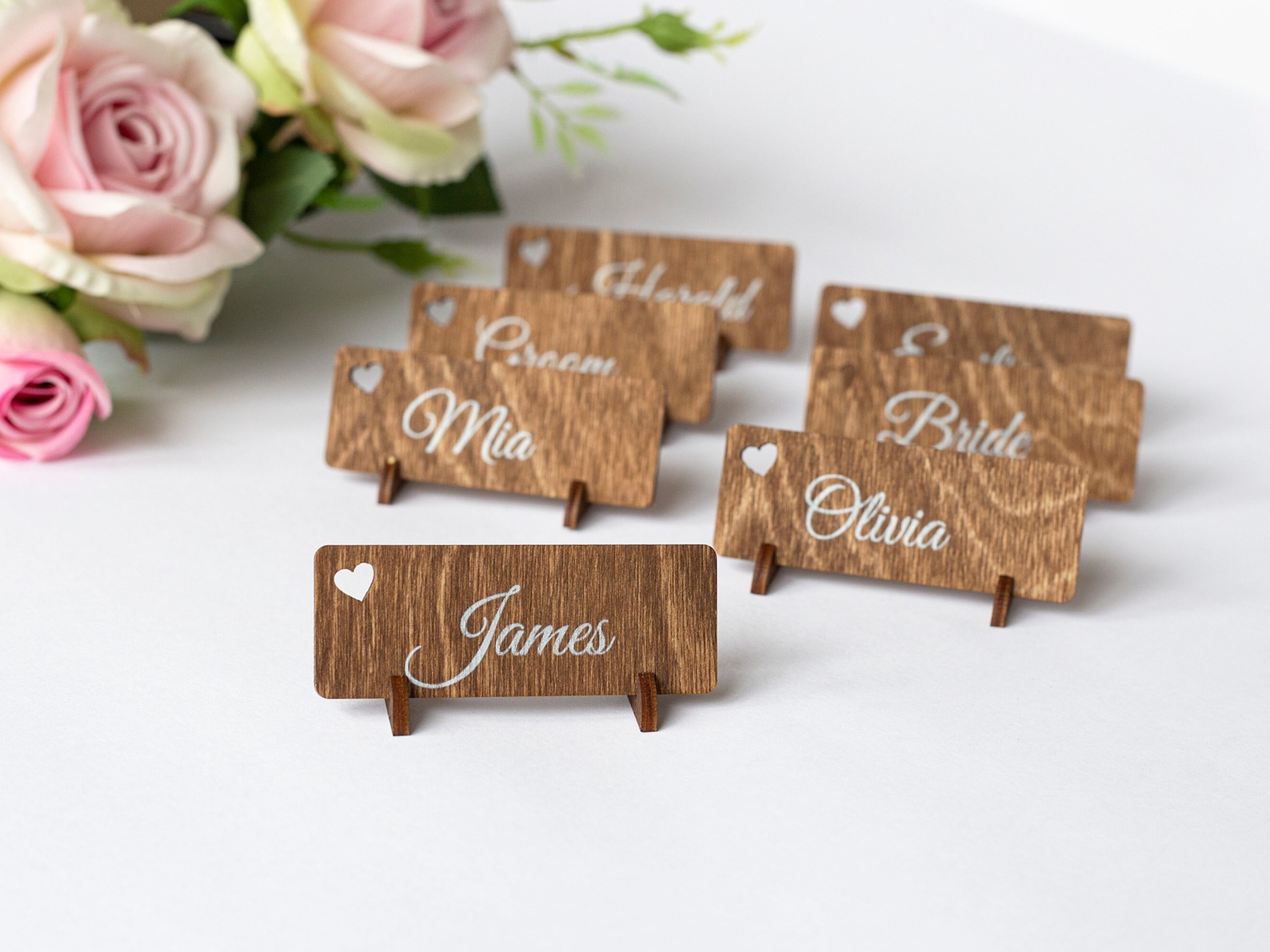 Wood Wedding Name Tags- Place Cards, Personalized Rustic Table Seating ...