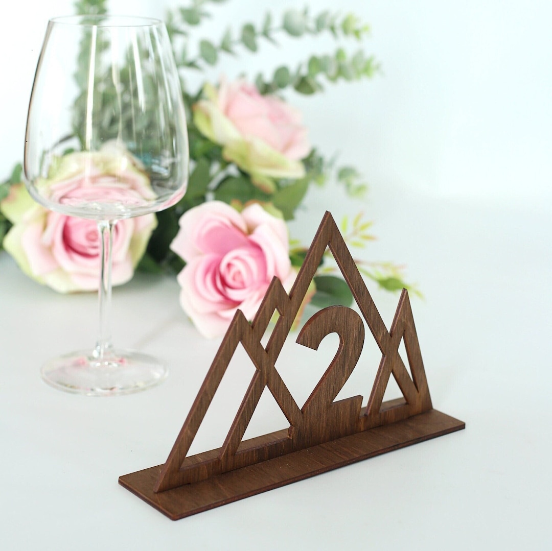 Mountain Wedding Table Numbers: Freestanding Wood Decor - Etsy